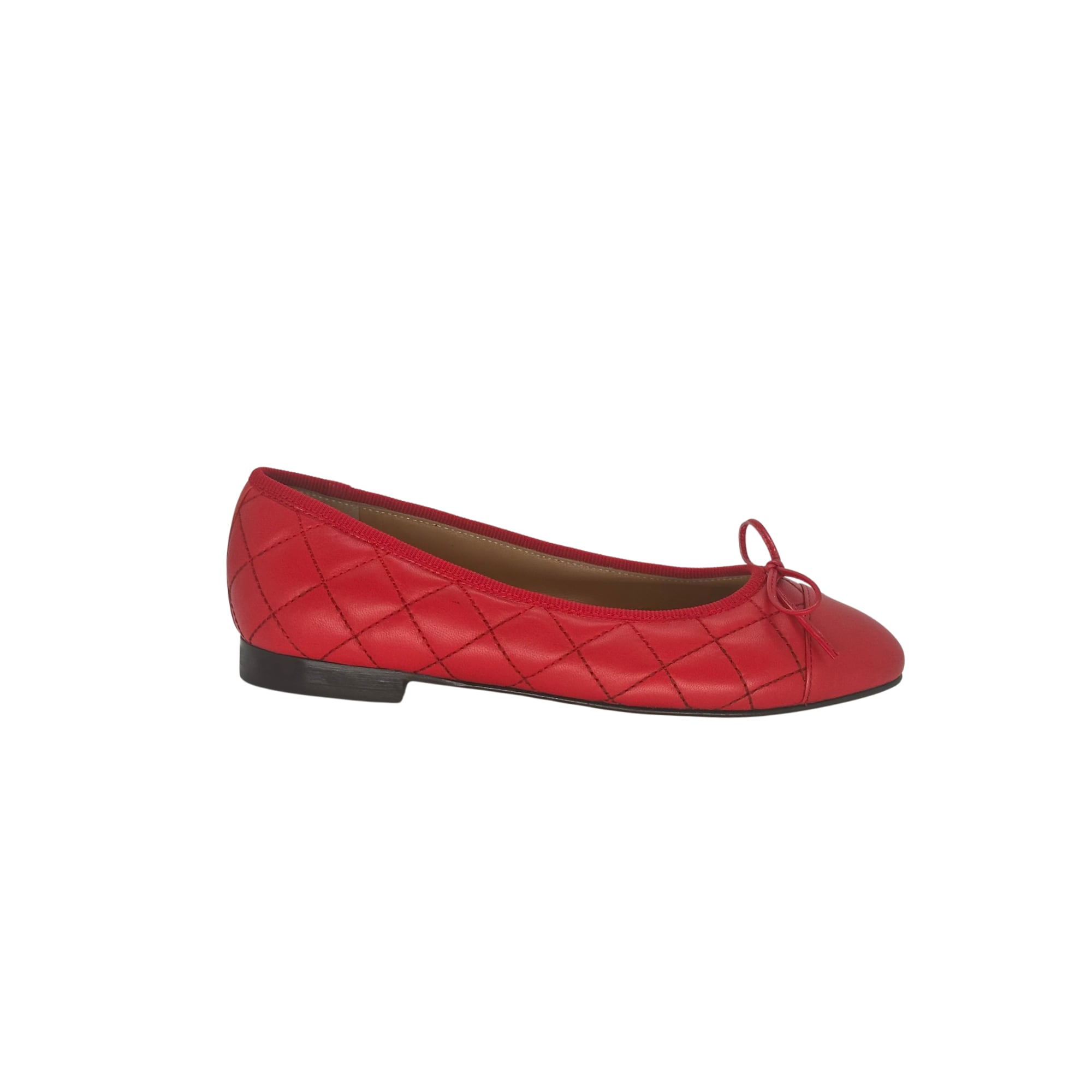 Red ladies' ballerina made of quilted leather | Made in Italy | LABEKA