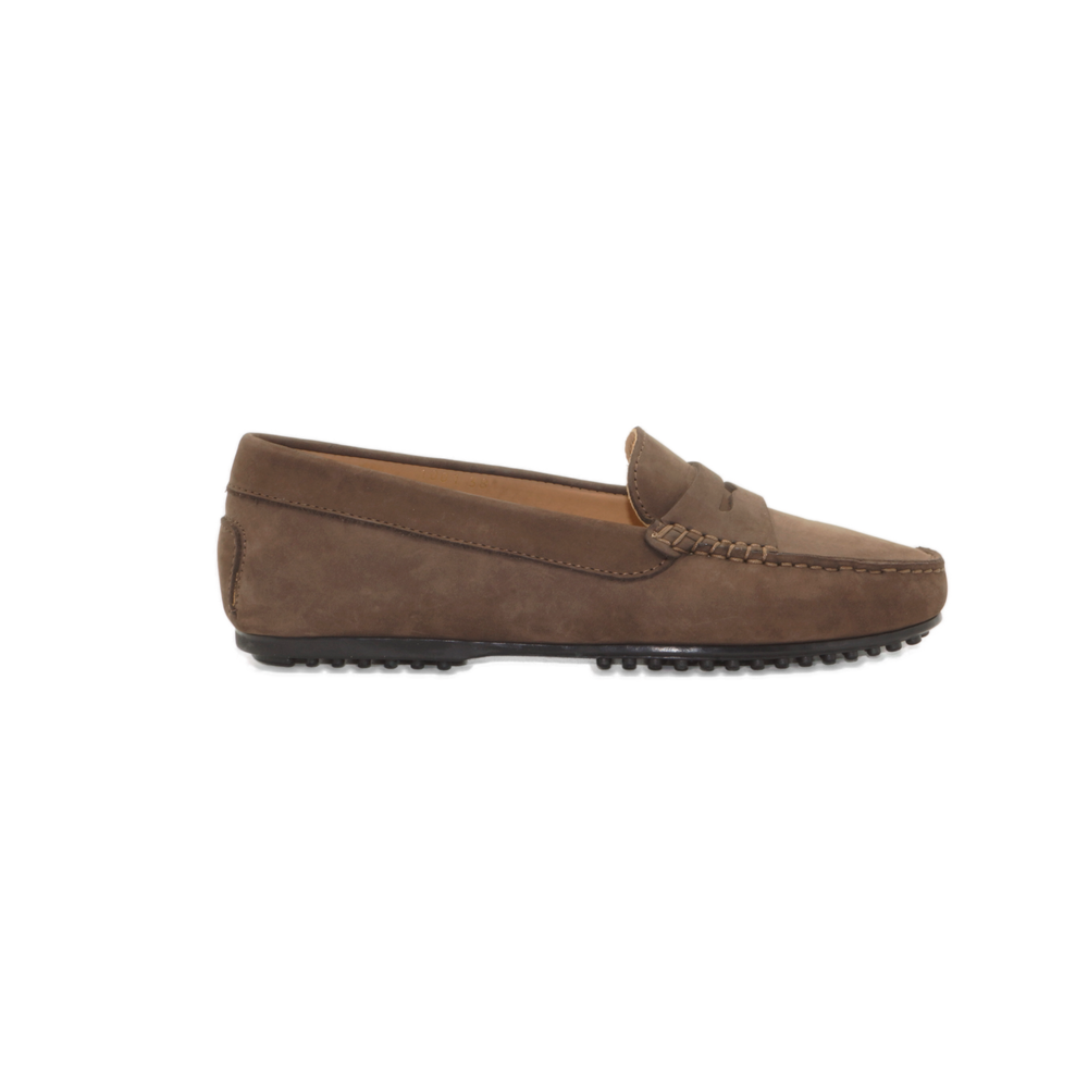Brown ladies loafer | Buttery soft nubuck loafer, Made in Italy | LABEKA